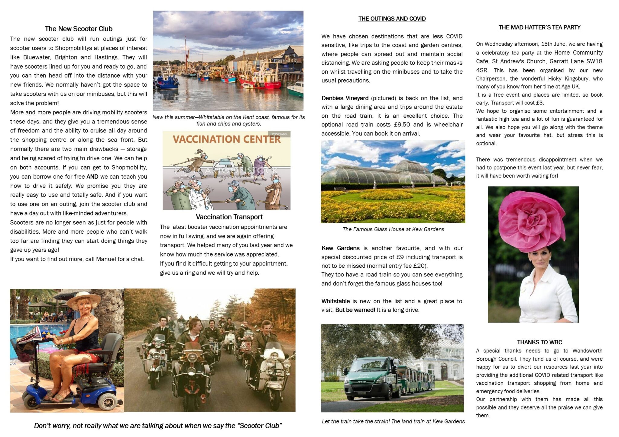 WANDSWORTH COMMUNITY TRANSPORT ROAD RUNNER TRIPS LIST SPRING/SUMMER ...